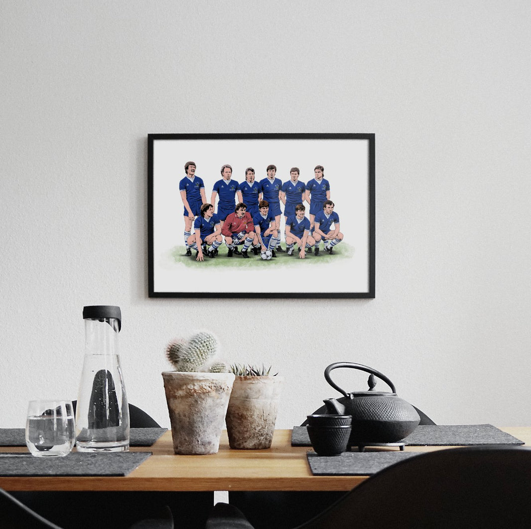 Everton FC 84/85 Print - ECWC Final Line-up